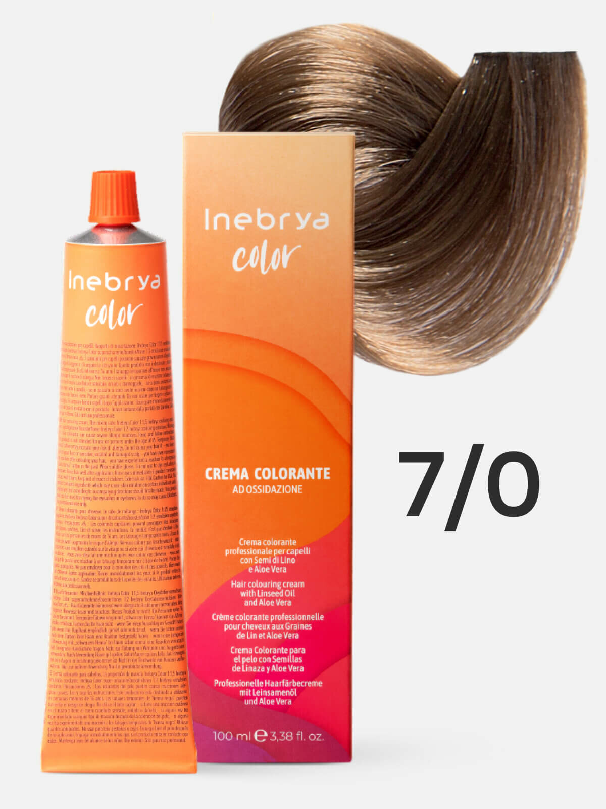 Крем - краска для волос профессиональная Inebrya Color Professional 7/0 Русый Натуральный, 100 мл