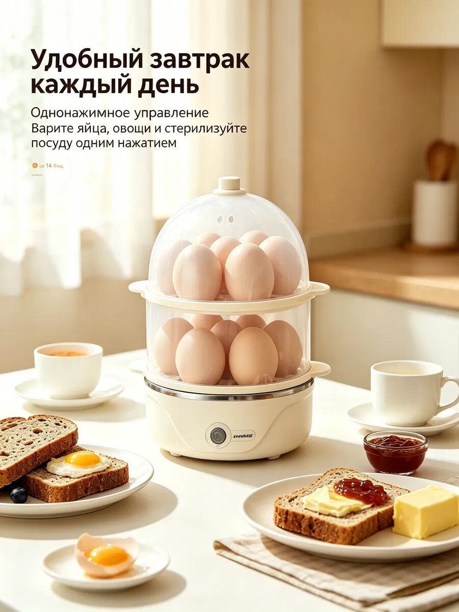 Яйцеварка электрическая автоматическая с таймером Пароварка