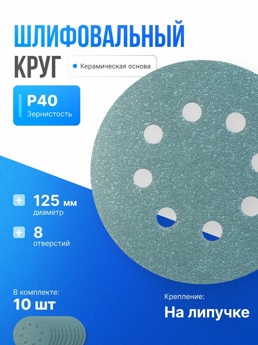 Vitatools Круг шлифовальный 125 x 1; P40 для шлифовки зернистость P40
