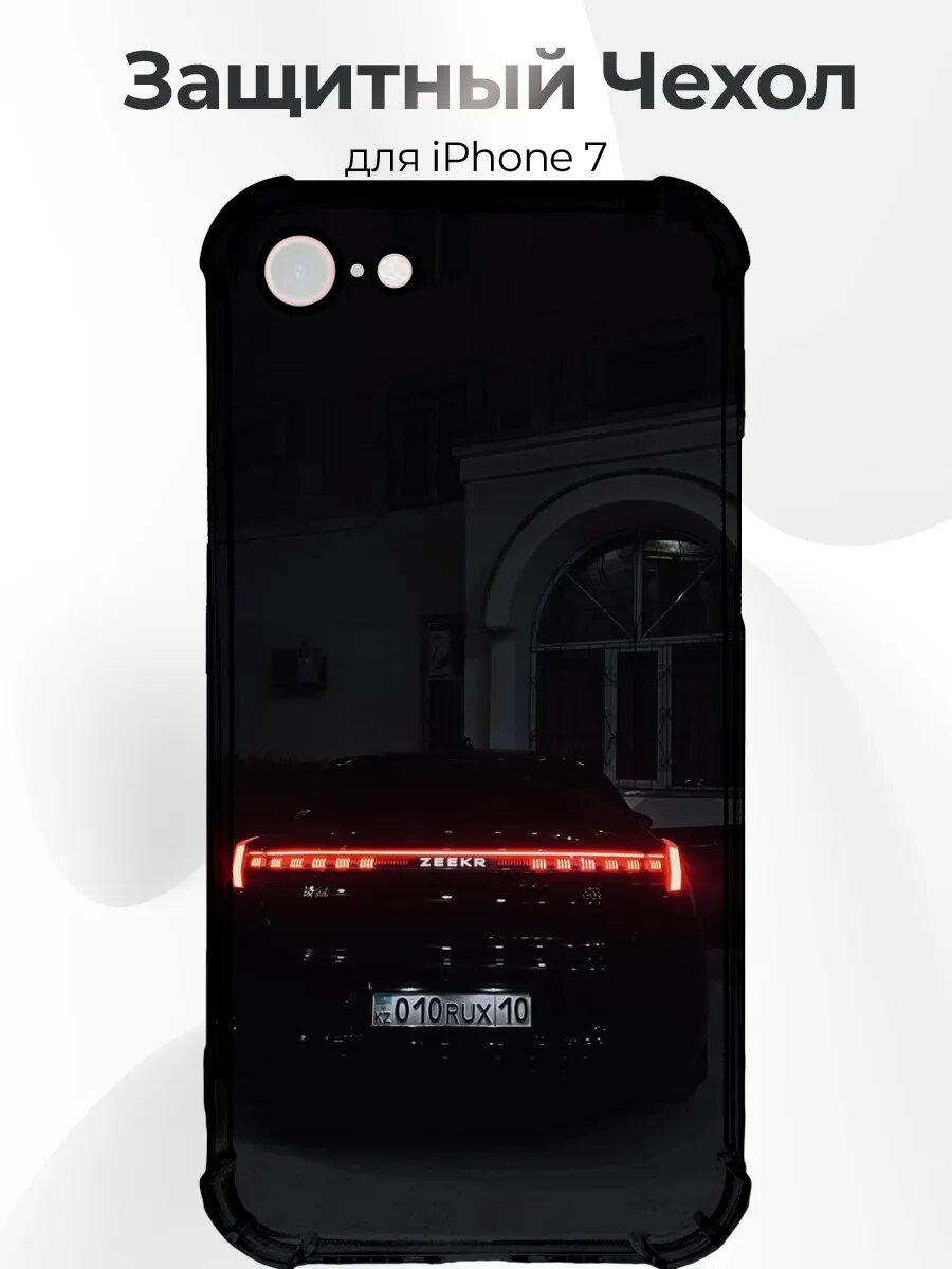 Чехол с принтом iPhone 7/8/SE 2 Zeekr 001 чёрный вид сзади №