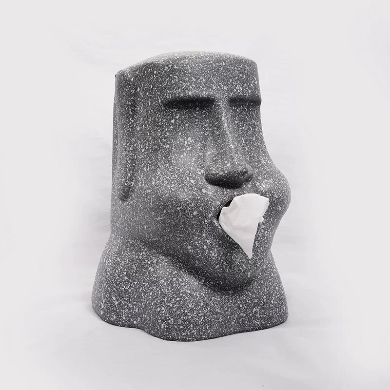 Дизайн статуи Моаи острова Пасхи 3D Тканевая подставка для салфеток в черном цвете современный декор для обеденной зоны
