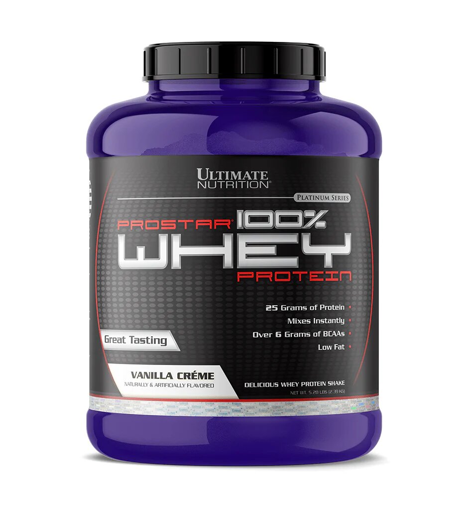Ultimate Nutrition Prostar Whey, Протеин сывороточный, для набора мышечной массы и похудения, порошок 2,39кг вкус ванили