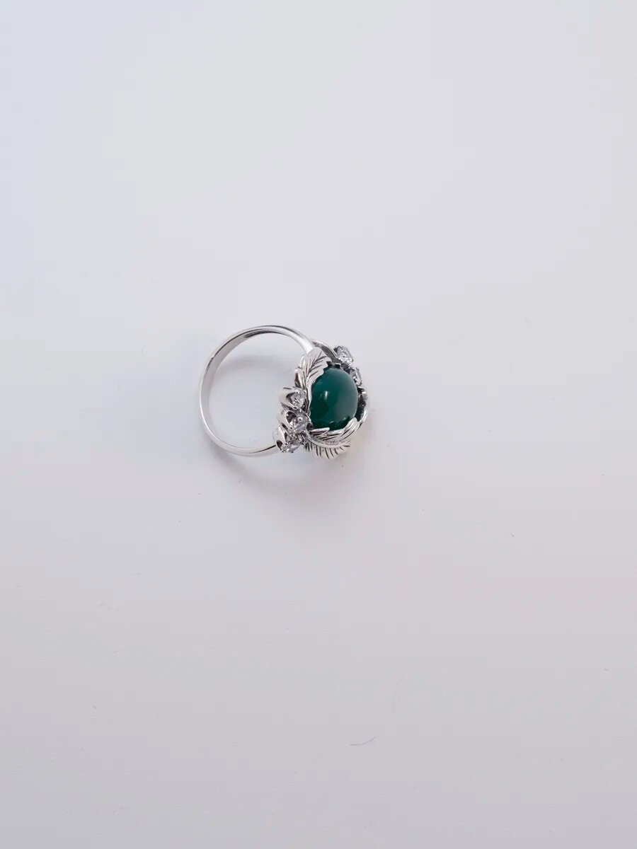 Кольцо БРЮС, серебро, 925 проба, халцедон, фианит
