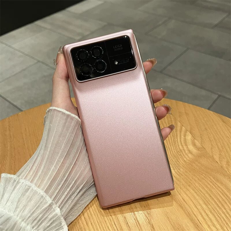 Чехол для Xiaomi MIX Fold 3 с защитным стеклом, матовый электроохлажденный покрытие, розовый ультра-тонкий ударопрочный