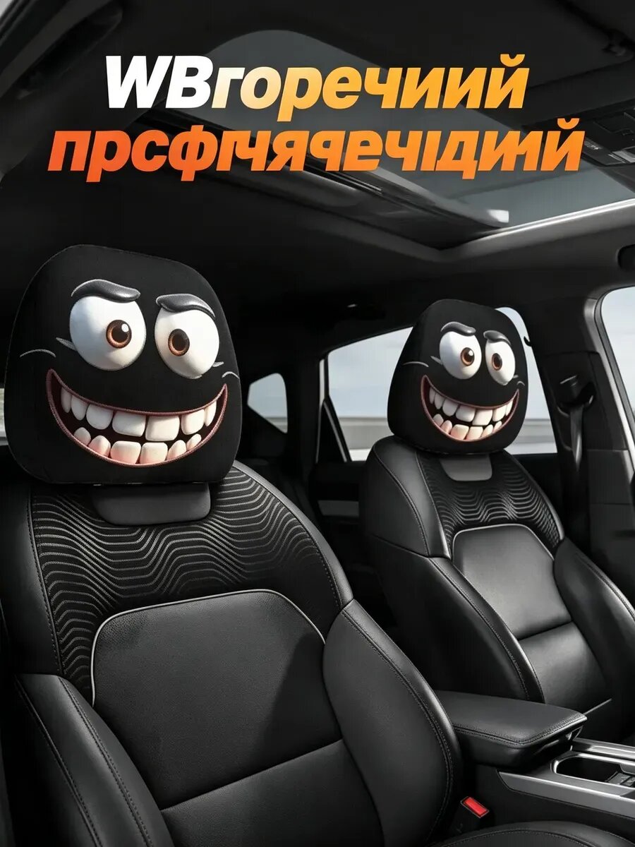 2 шт смешных мультяшных чехлов для подголовников автомобиля