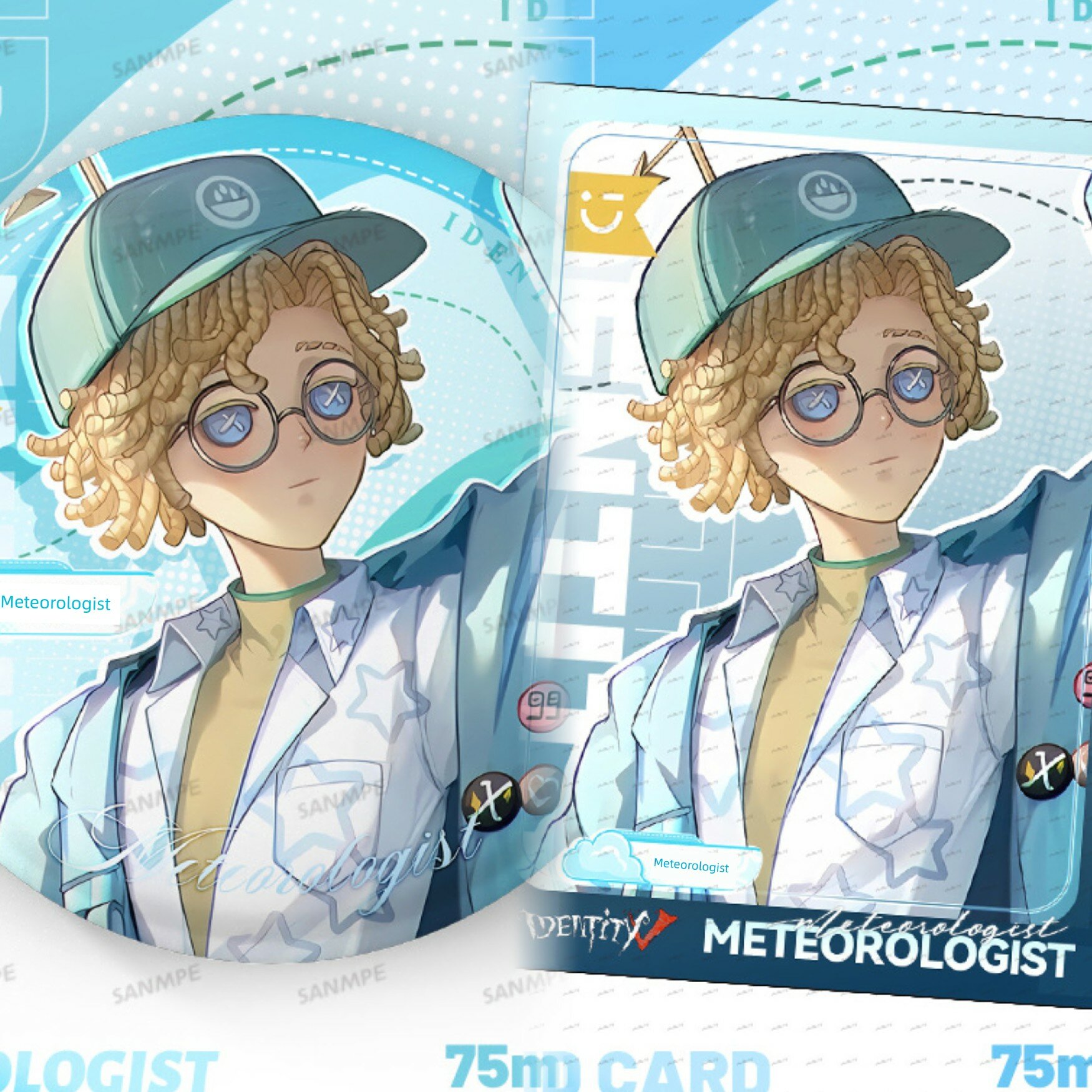 Набор значков и фотокарточек Identity V x Miniso - Персонаж Метеоролог мерч коллекционирование