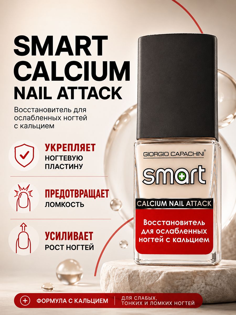 Восстановитель для ослабленных ногтей с кальцием CALCIUM NAIL ATTACK ( оттенок бежевый натуральный) 11 мл