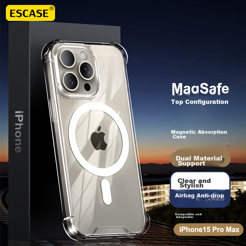 ESCASE чехол для iPhone 15 Pro Max с магнитным MagSafe совместимостью, силиконовый с двойной амортизационной подушкой,