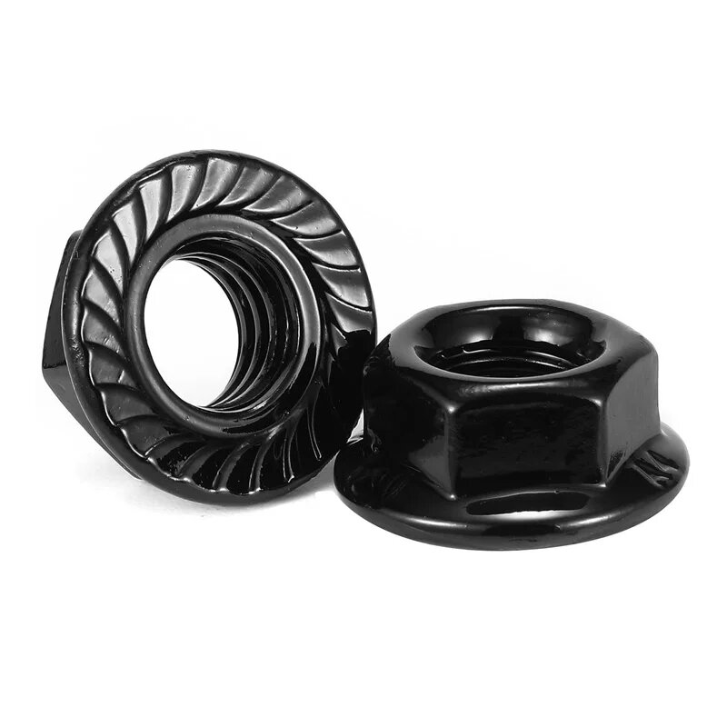 Зубчатые фланцевые гайки из углеродистой стали M2-M16 M3-50pcs, Black