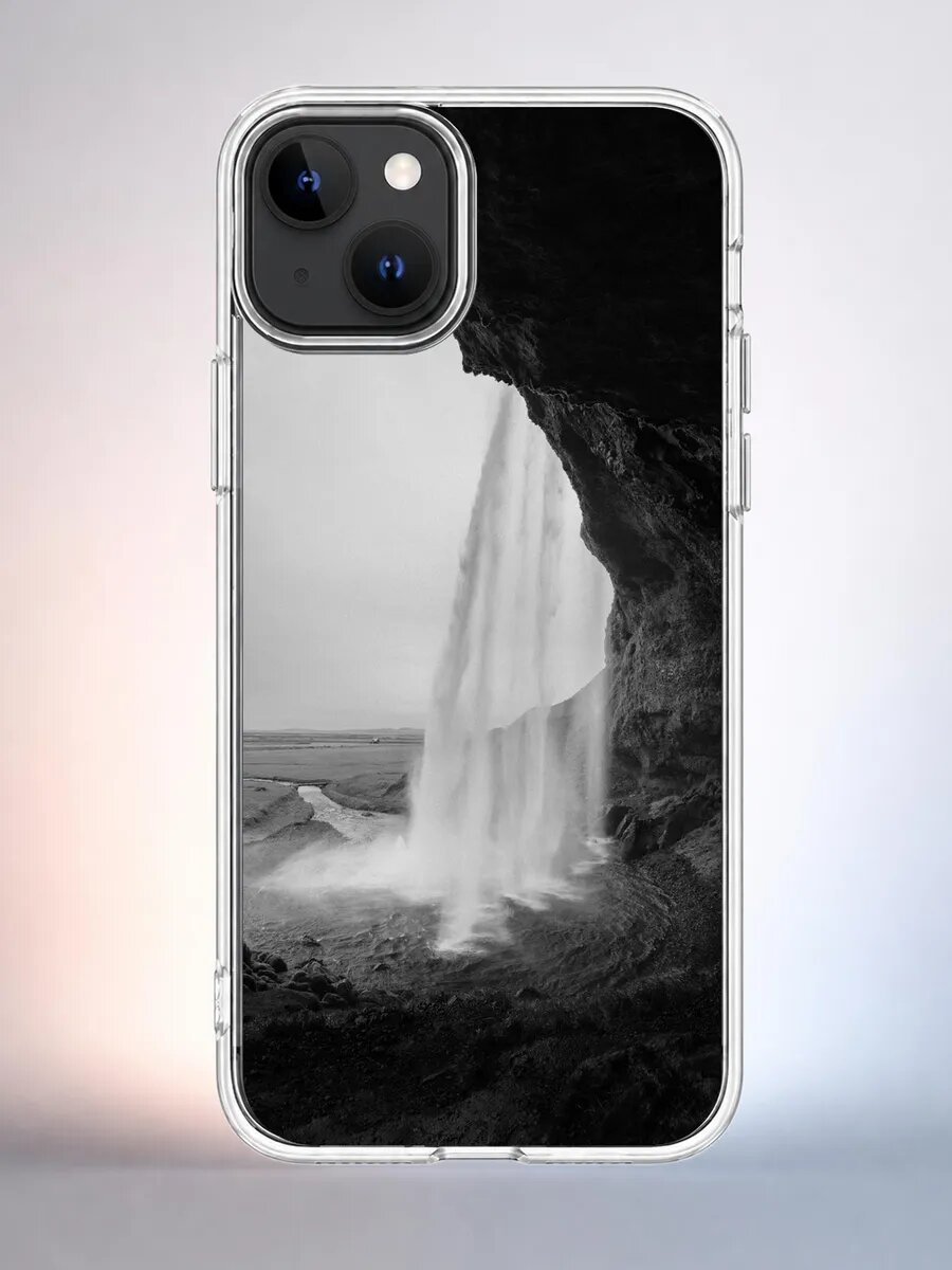 Чехол iPhone 13 водопад из пещеры силиконовый