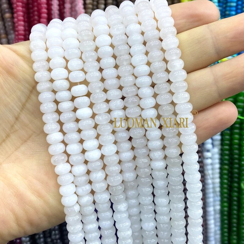 Бусины из халцедона LUOMAN XIARI 5x8 мм, солнечный камень Белый, 5x8mm 15in 72-75pcs, white jade 012