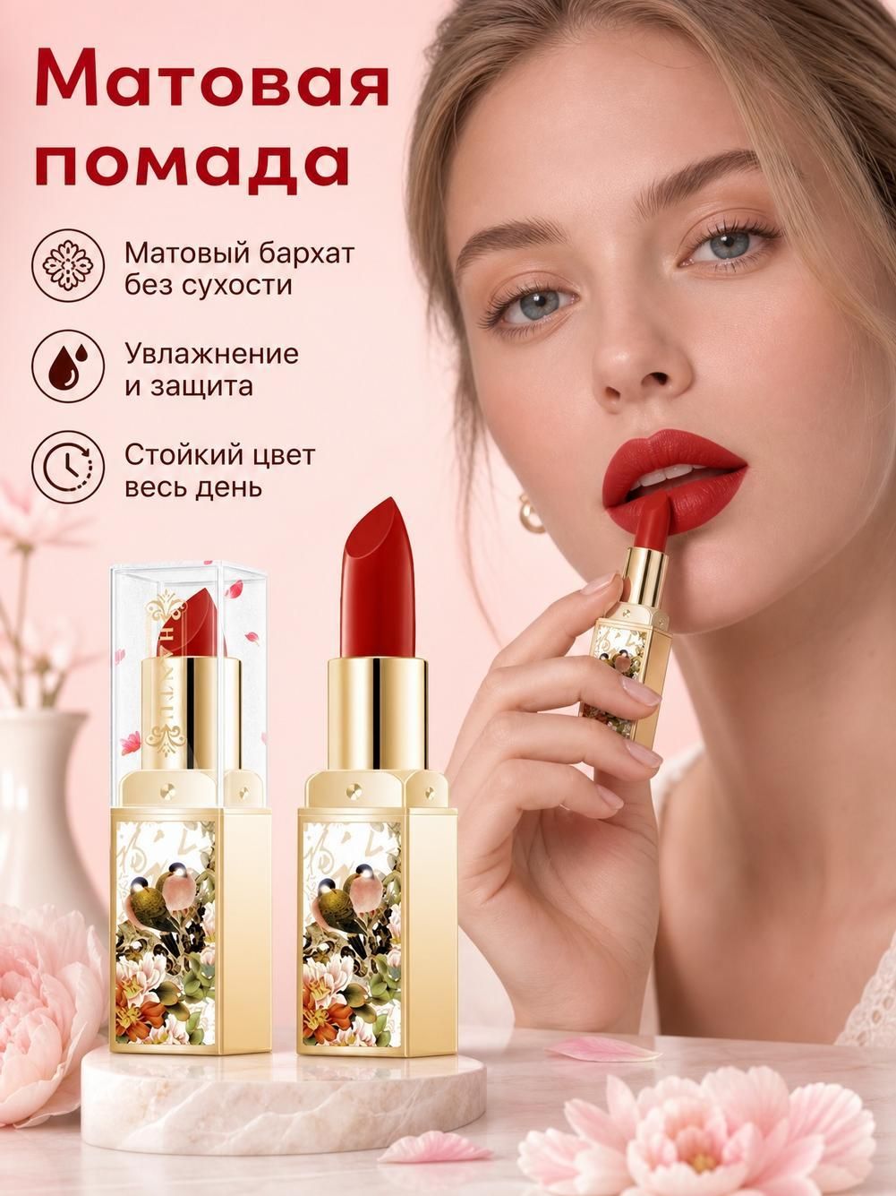 Водостойкая и стойкая матовая помада