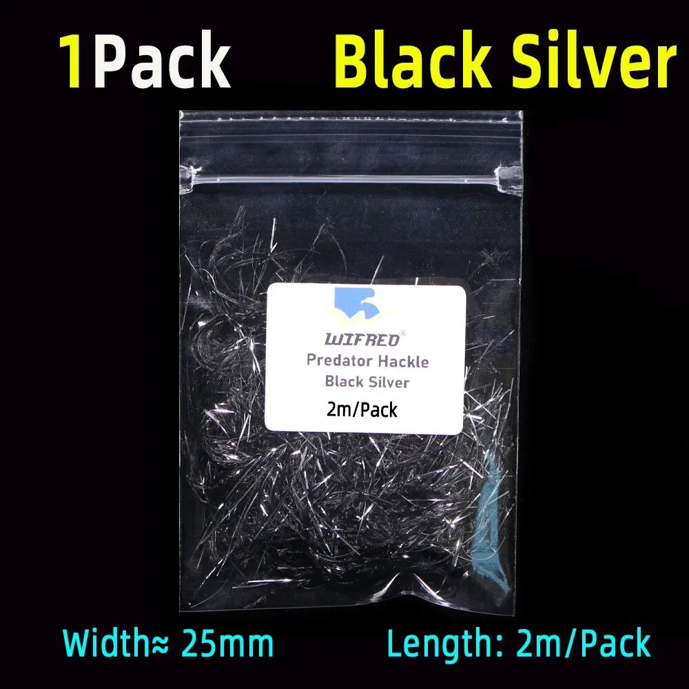 ICERIO Predator Hackle Односторонний Синель для Мух 2 м 1Pack Black Silver