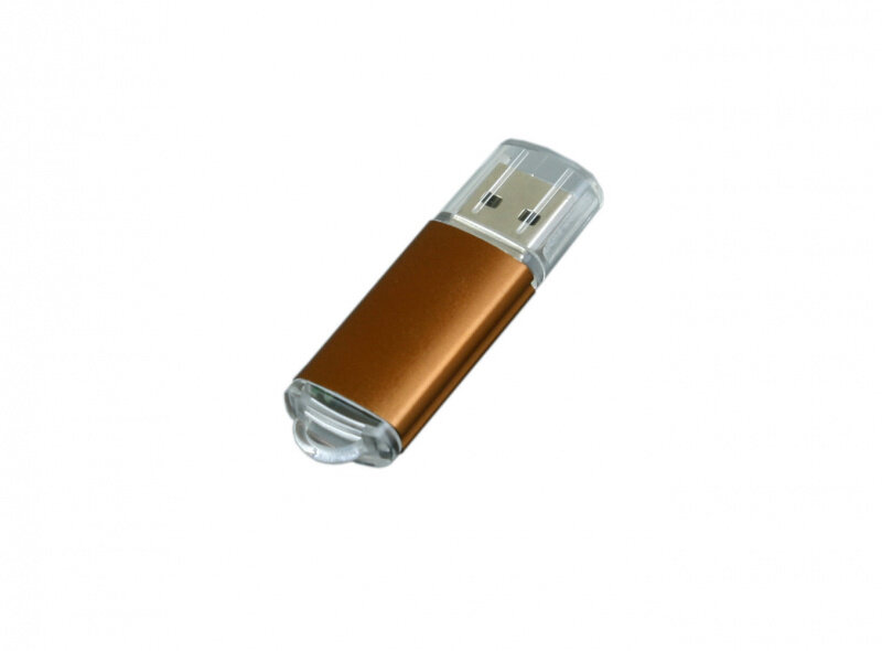 Металлическая флешка с прозрачным колпачком (16 Гб / GB USB 2.0 Оранжевый/Orange 018 PM006)