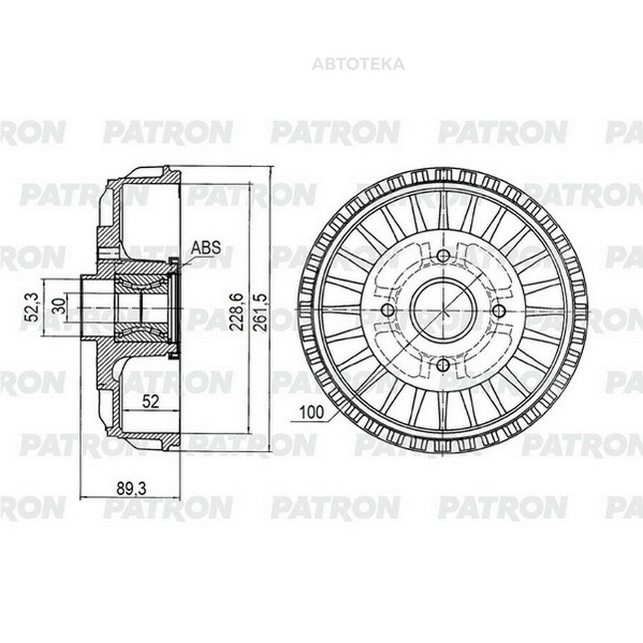 Барабан тормозной RENAULT/LADA LOGAN/SANDERO/LARGUS 07- с подшипн. и кольцом ABS PATRON PDR1737