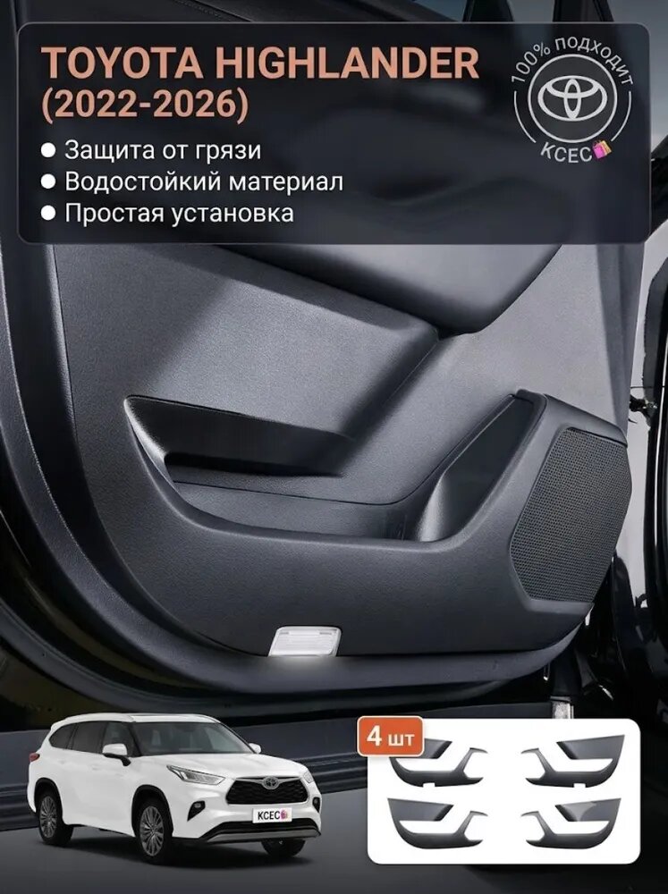 Защитные накладки на двери для Toyota Highlander 2025-2026, 4 шт, черные