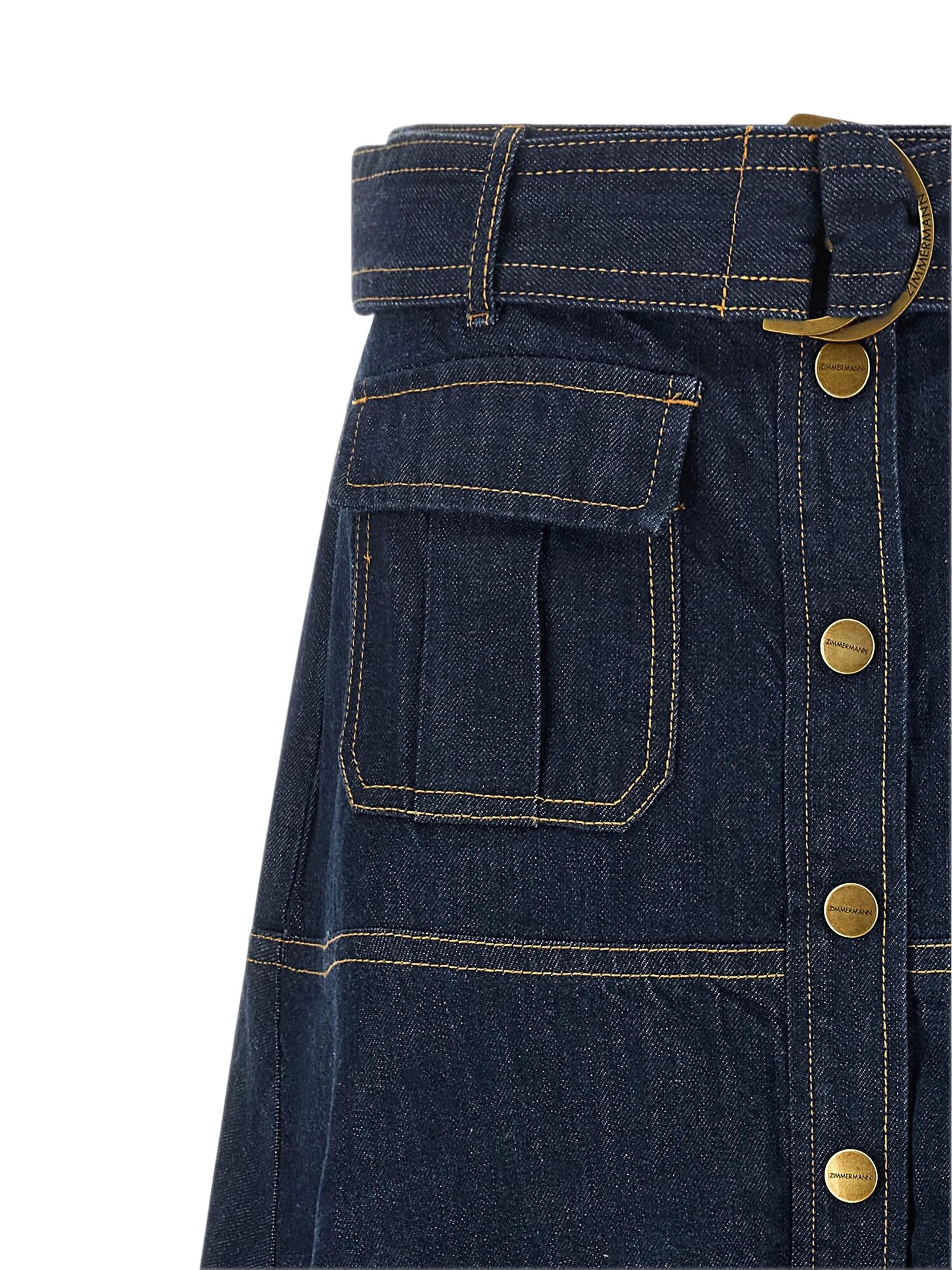 Юбка ZIMMERMANN Denim midi skirt, размер 36, синий — фото 1