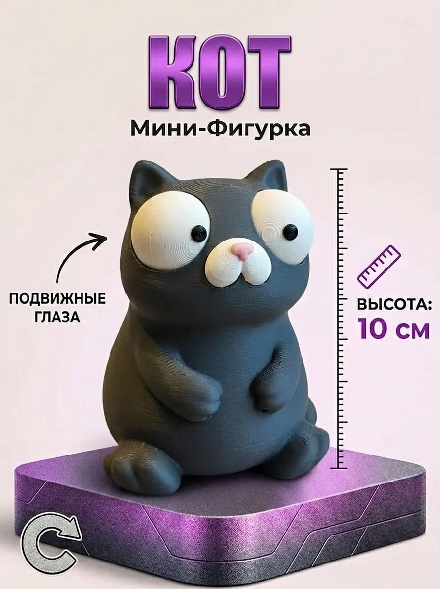 Забавная мини-фигурка Кот с подвижными глазами
