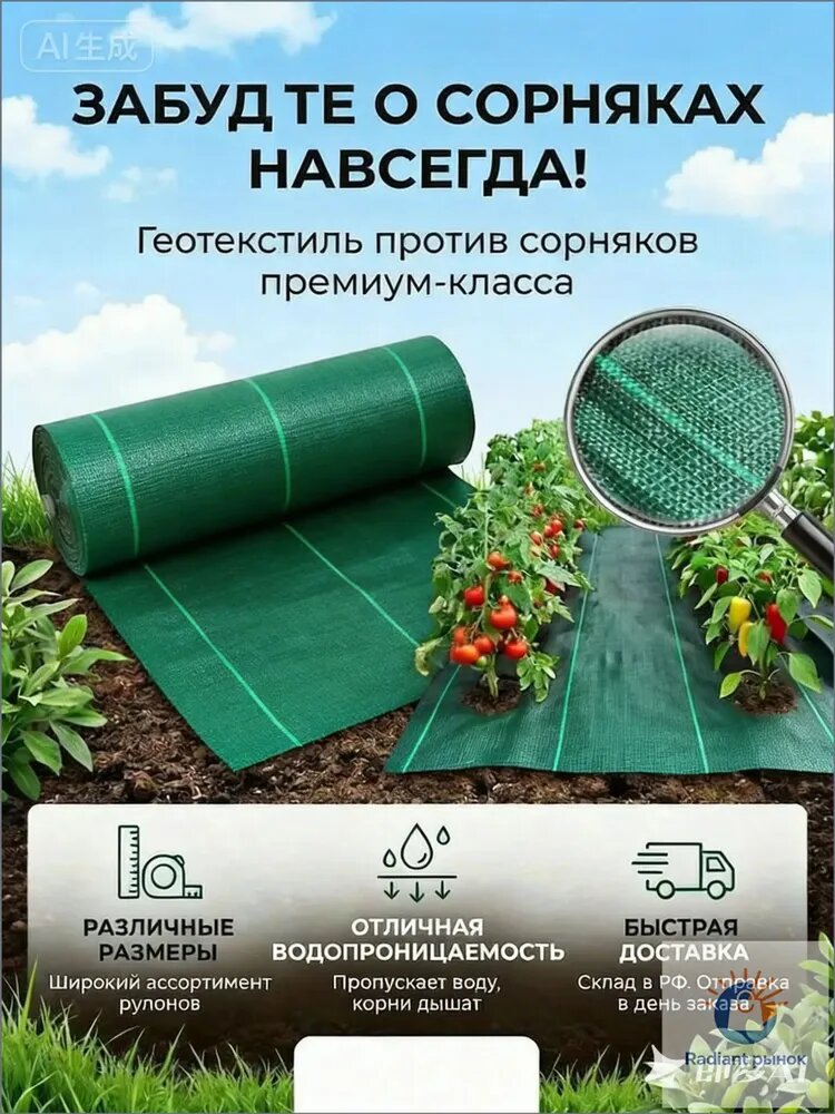 Укрывной материал Полиэтилен, 2x10 м, 50 г-кв. м, 1 шт