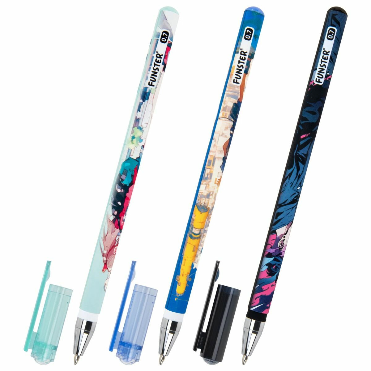 Ручка шариковая Funster STICK "ANIME" (0.35мм, синяя, покрытие soft-touch), 36шт.