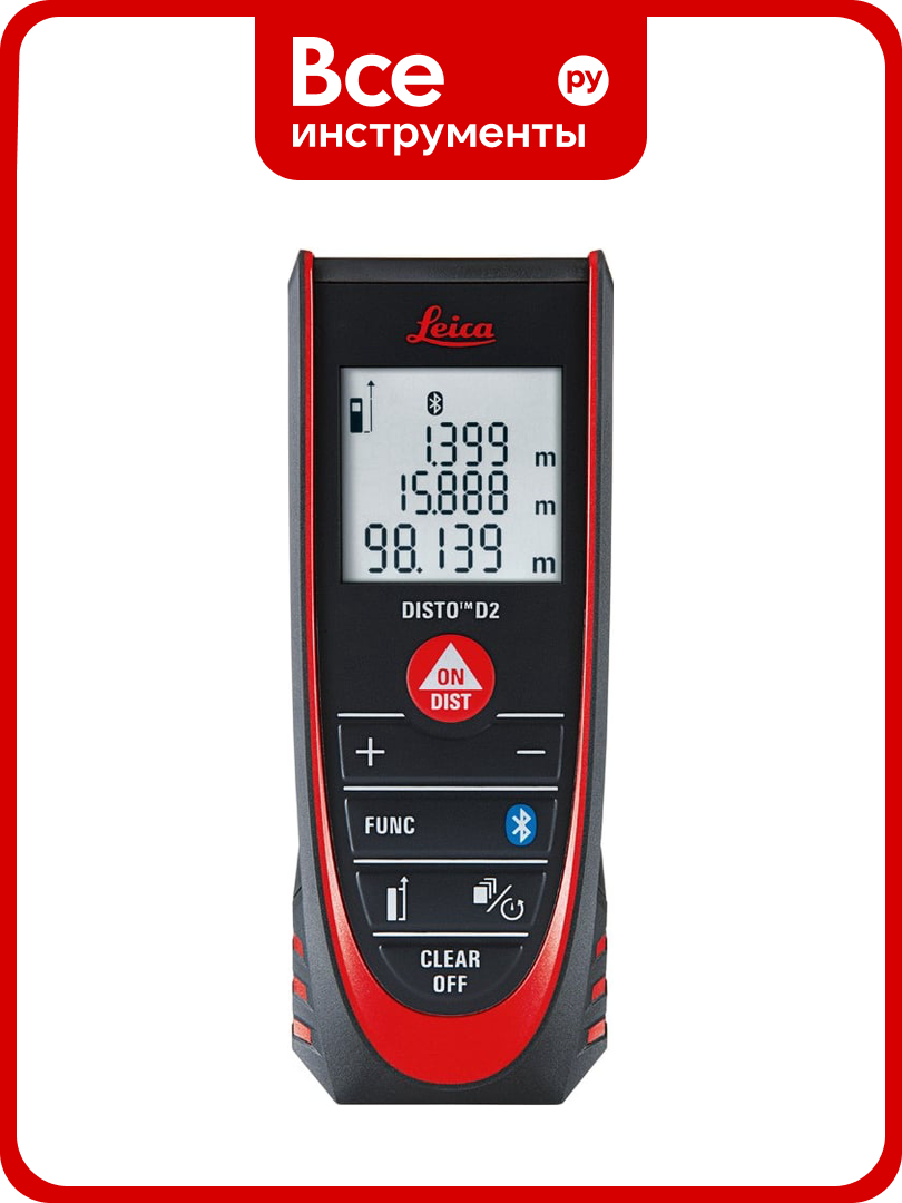 Лазерный дальномер Leica Disto D2 NEW, Bluetooth, 10000 измерений на одном комплекте батарей