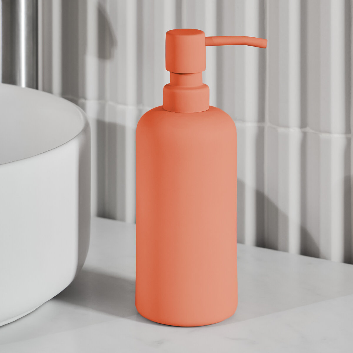 Дозатор для жидкого мыла керамический с покрытием soft touch, 450 мл, Velvet, коралловый