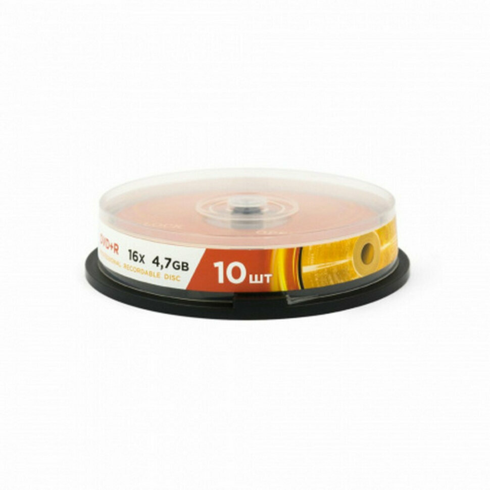 Диск DVD+R (плюс) MIREX, 4,7 Гб, 16x, Cake Box (упаковка на шпиле), комплект 10 шт, UL130013A1L, 514015