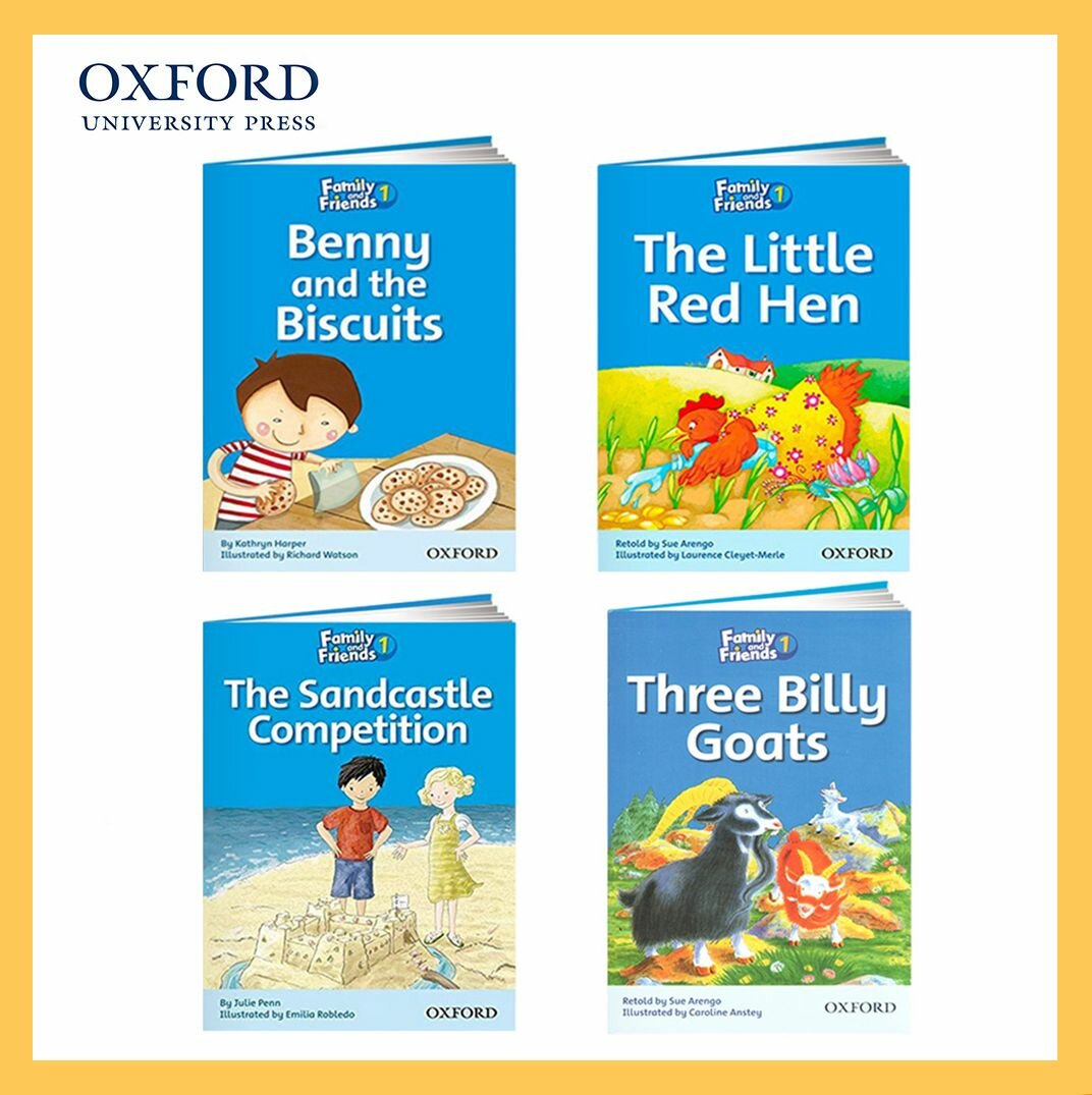 Family and Friends 1 Readers - Комплект 4в1: The Little Red Hen, Three Billy Goats, The Sandcastle Competition, Benny and the Biscuits reader