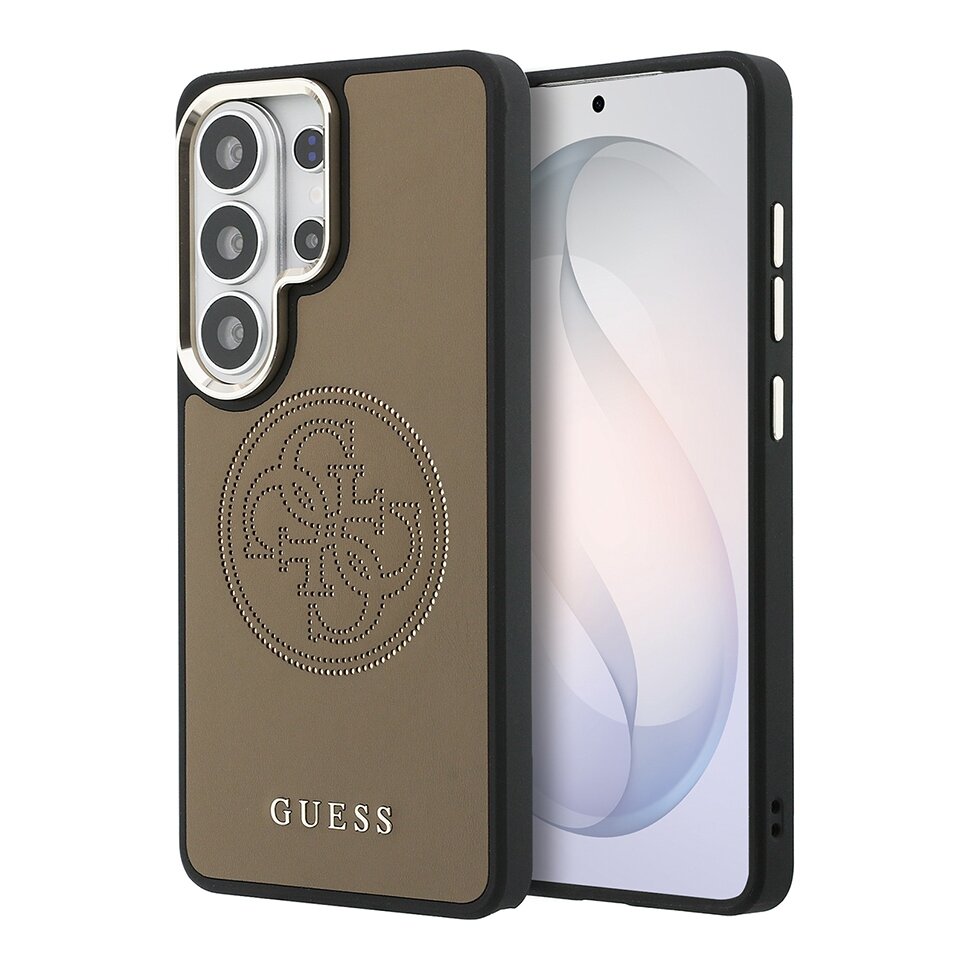 Guess чехол с MagSafe для Galaxy S26 Ultra. кожа PU с перфорацией 4G logo, коричневый