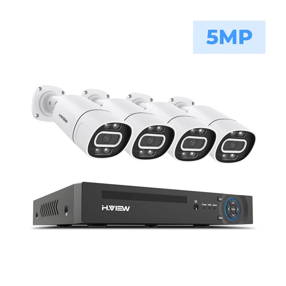 Система видеонаблюдения H.View 4K 5Mp 8Mp PoE CCTV для безопасности Домашний набор видеонаблюдения 8-канальный NVR с аудио Внешняя IP-камера приложение xmeye