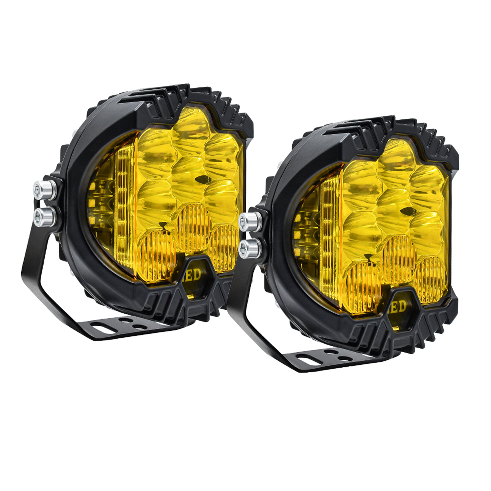 2Pcs 5inch LED Work Light Pods Combo Beam Fog Lamp Offroad Driving Light, Black Shell, 15 LED Chips, 150W, 3000K, 15000LM, 9-30V, IP68