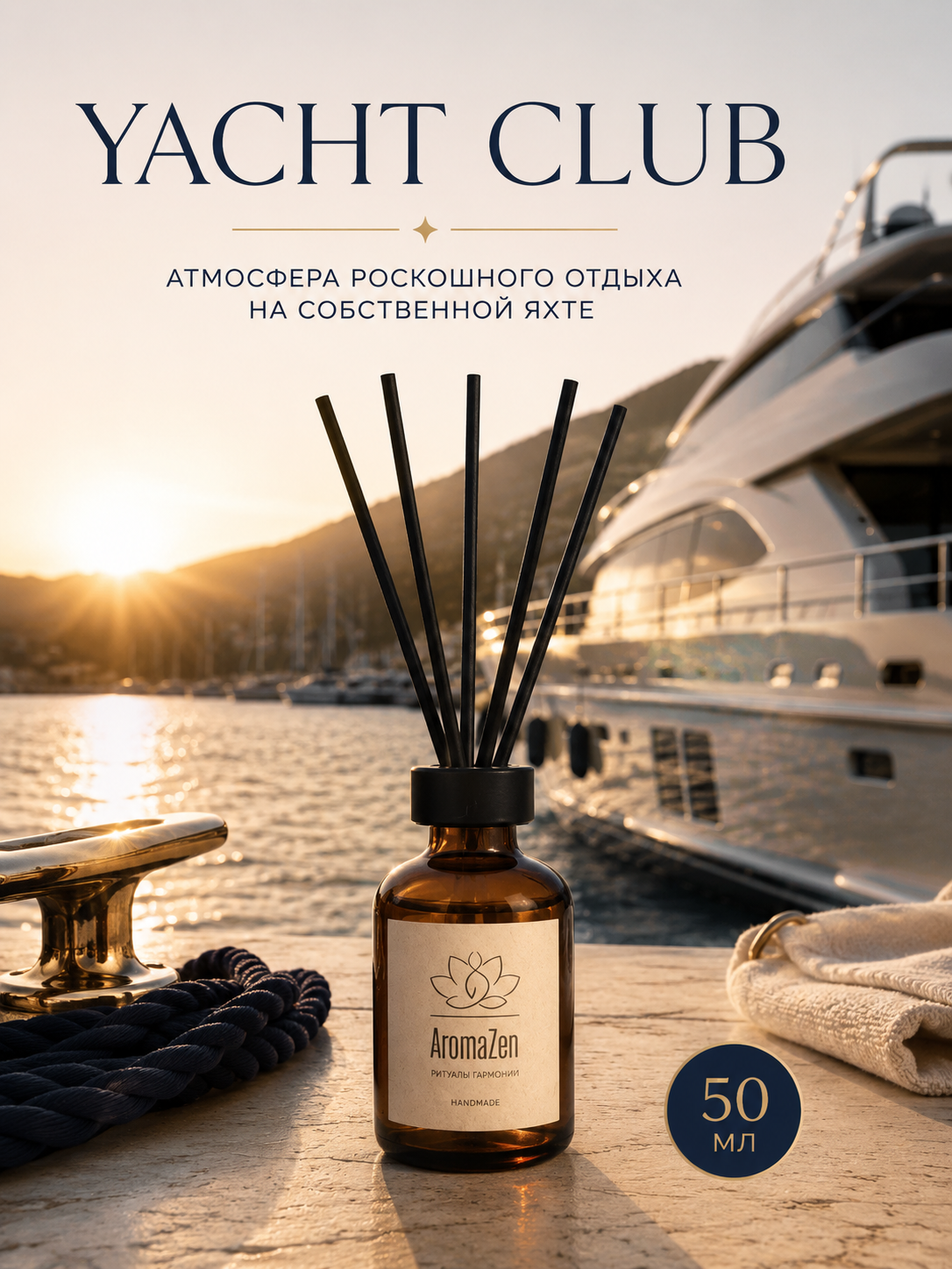 AromaZen Аромадиффузор Yacht Club Яхт Клуб/ Диффузор для дома с палочками