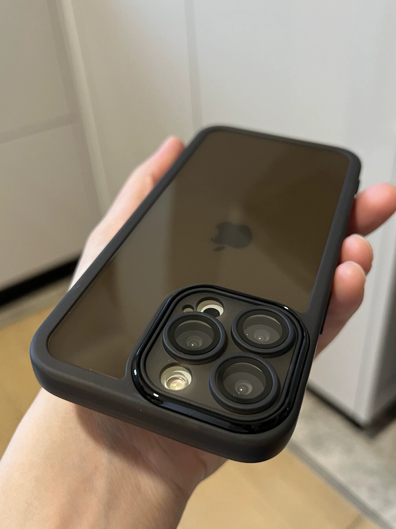 Ультра-тонкий прозрачный чехол с полным краем для iPhone 12 Pro, матовый черный с противоскользящим покрытием