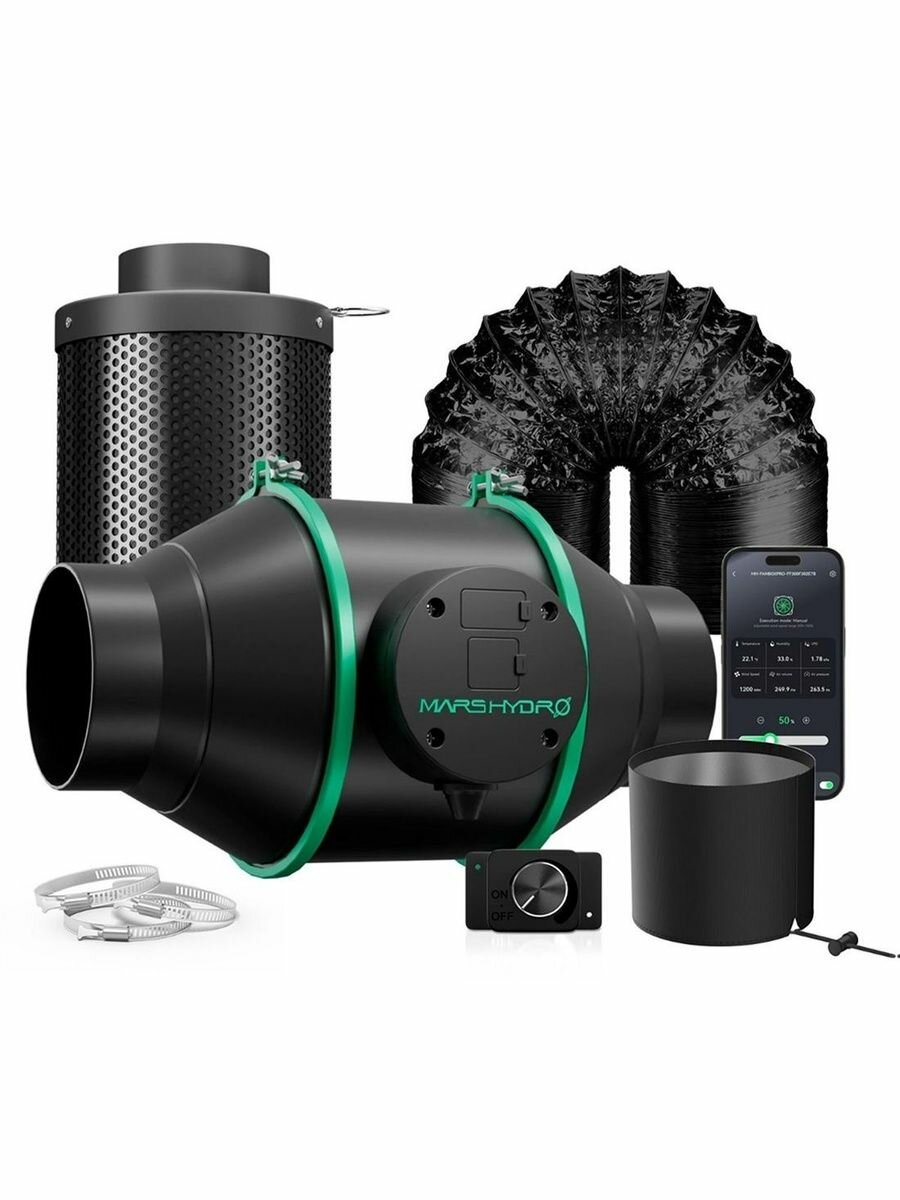 Канальный вентилятор Mars Hydro 4 IFresh KIT с угольным фильтром