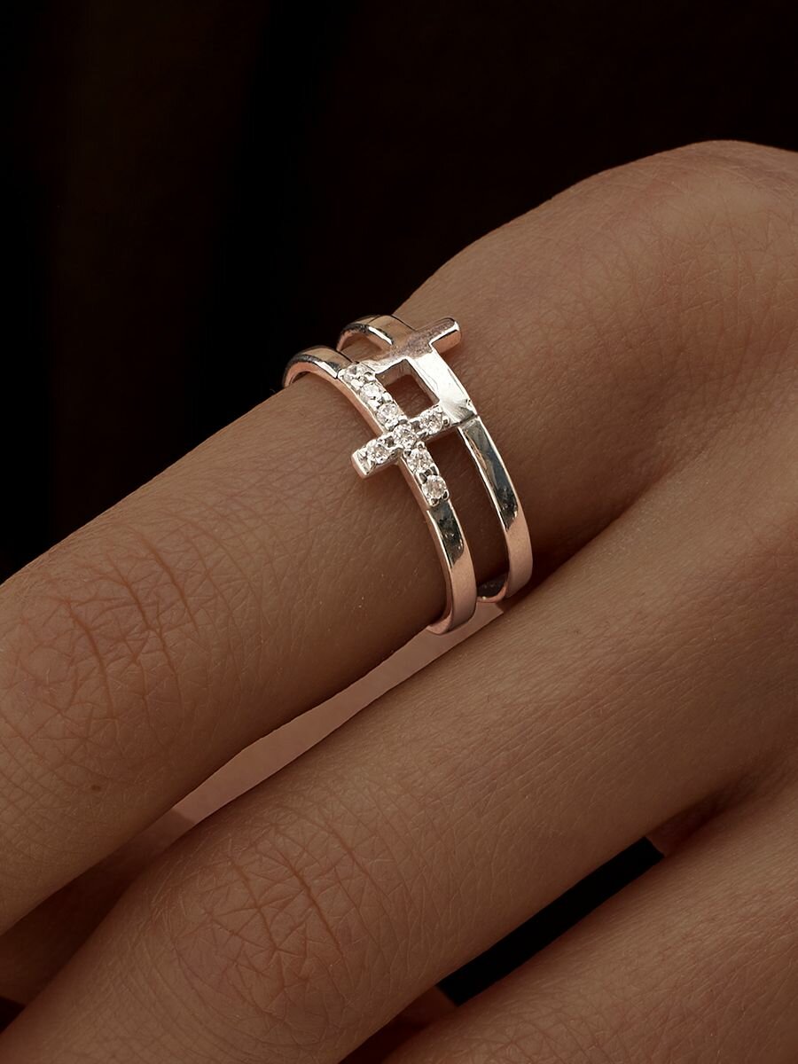 Кольцо, 925 проба, фианит