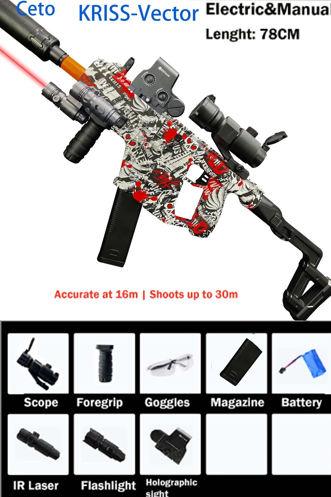 Пистолет-бластер Vector Gel Blaster Vector-Red-M