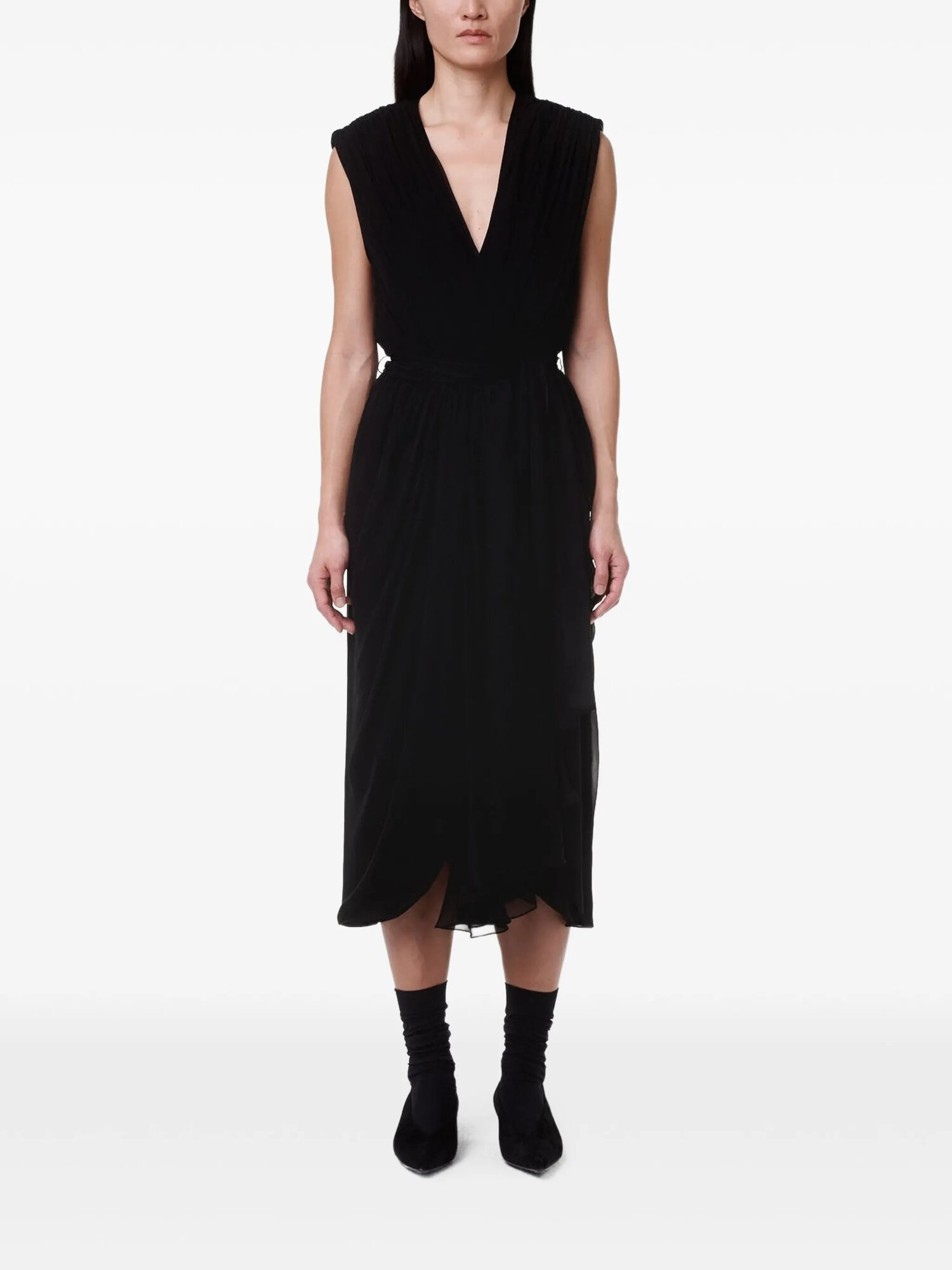 Платье Another Tomorrow Gathered midi dress, размер 40, black/black — фото 1