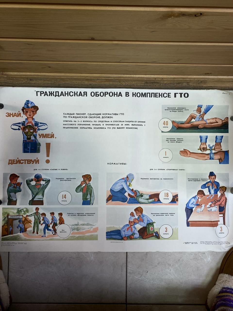 Плакат С. Н. Семенов "Гражданская оборона в комплексе ГТО" Досааф, 1985г