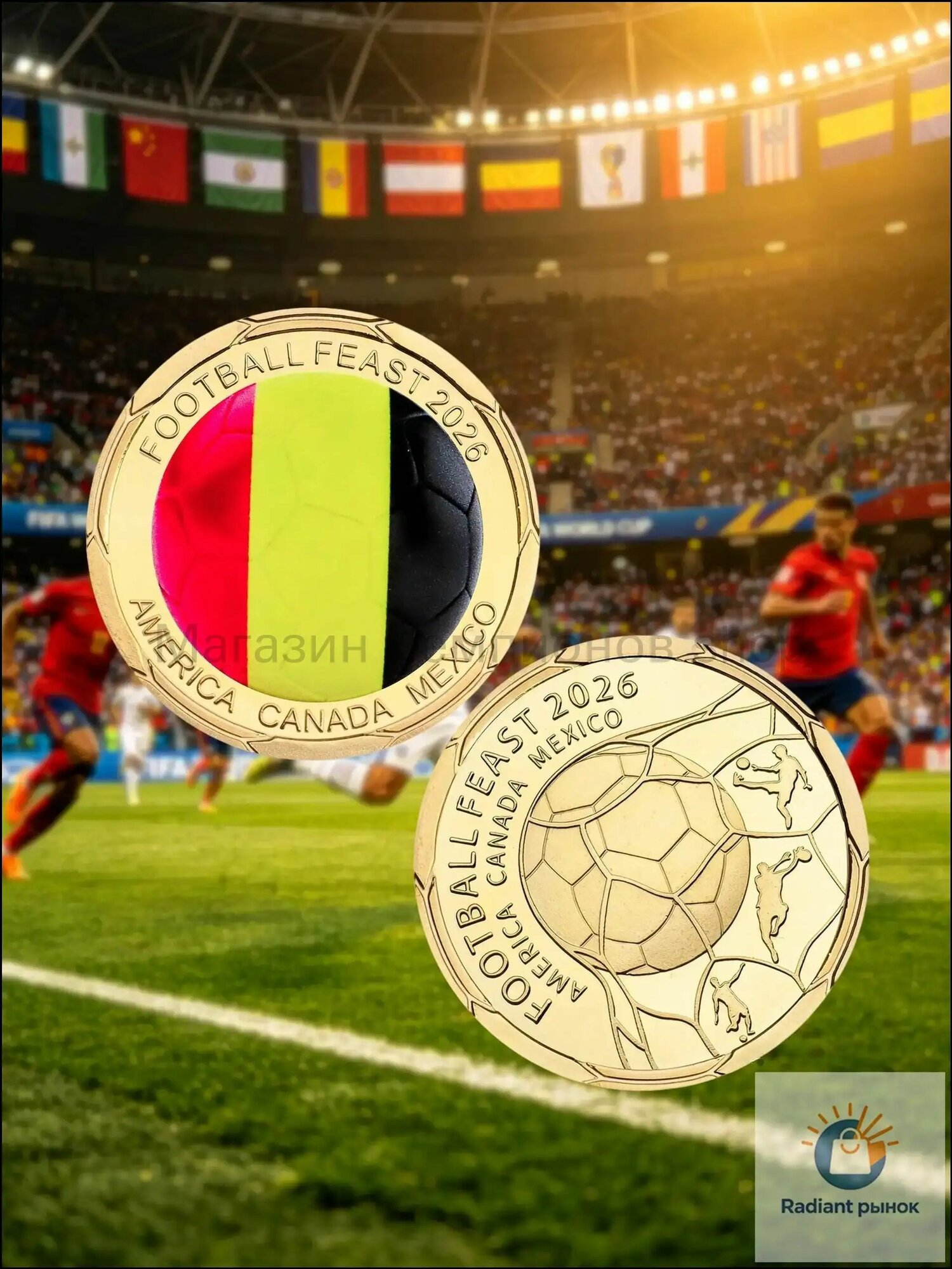 2026 Памятные монеты чемпионата мира по футболу, металлические значки для футбольных фанатов, коллекционный сувенир-Бельгия