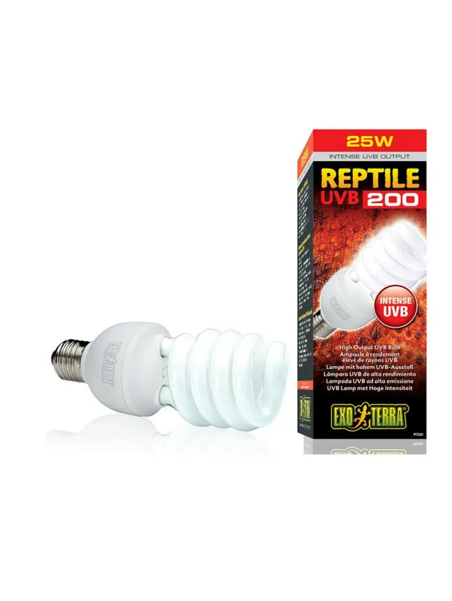 Лампа ультрафиолетовая Exo Terra Reptile Compact для пустынных террариумов, UVB200, 25 W. PT2341