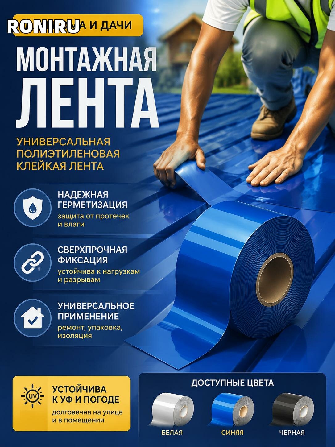 Монтажная лента для дома и дачи — универсальная полиэтиленовая клейкая лента для ремонта, упаковки и герметизации