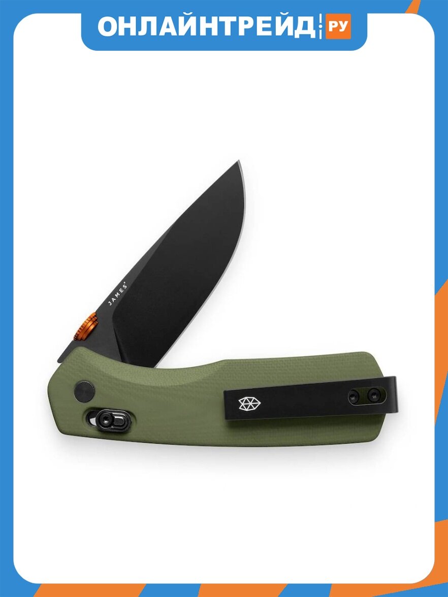 The James Brand Нож the Carter, лезвие VG-10 Straight, рукоять G10, OD Green/Orange/Black