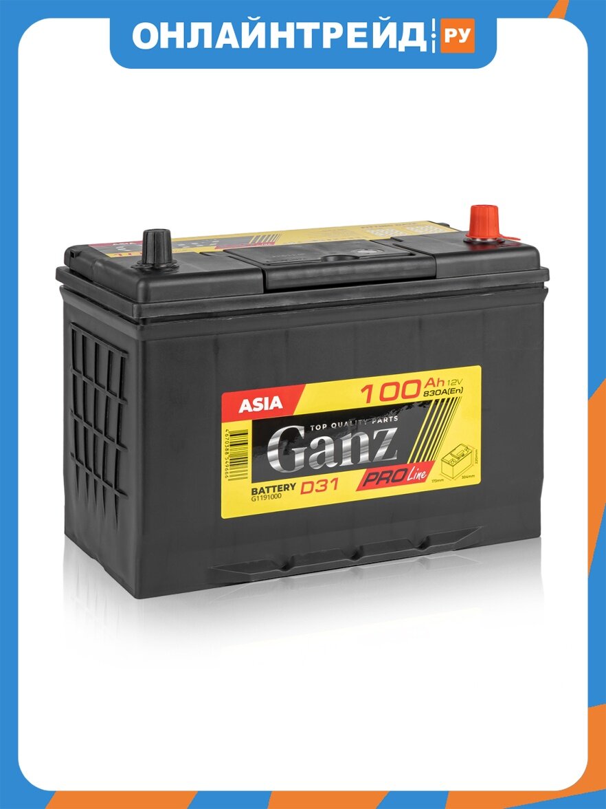 Аккумулятор Ganz PRO-Line JIS, 304х173х220, обратная полярность, 100 Ач, G1191000