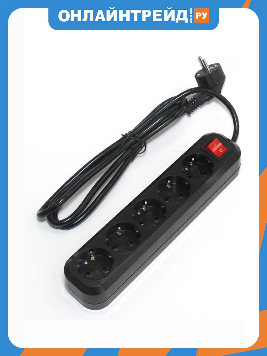 Сетевой фильтр 5BITES SP5B-318, 5 розеток, 16A, 1.8м, черный
