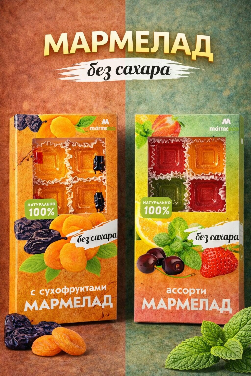 Набор 2 шт Мармелад Мармеко Сухофрукты, Ассорти, 170 гр