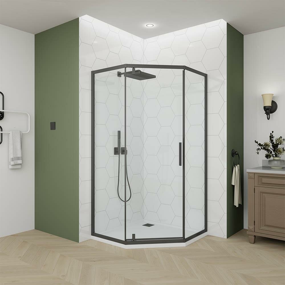 Душевой уголок Veconi Ottimo 90х90 OP10B-9090-01-C9 профиль Черный матовый стекло прозрачное