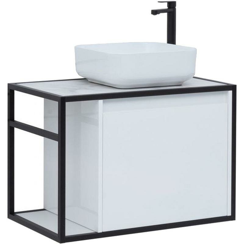 Тумба под раковину Aquanet Nova Lite Loft 75 R 261649 подвесная Белый глянец