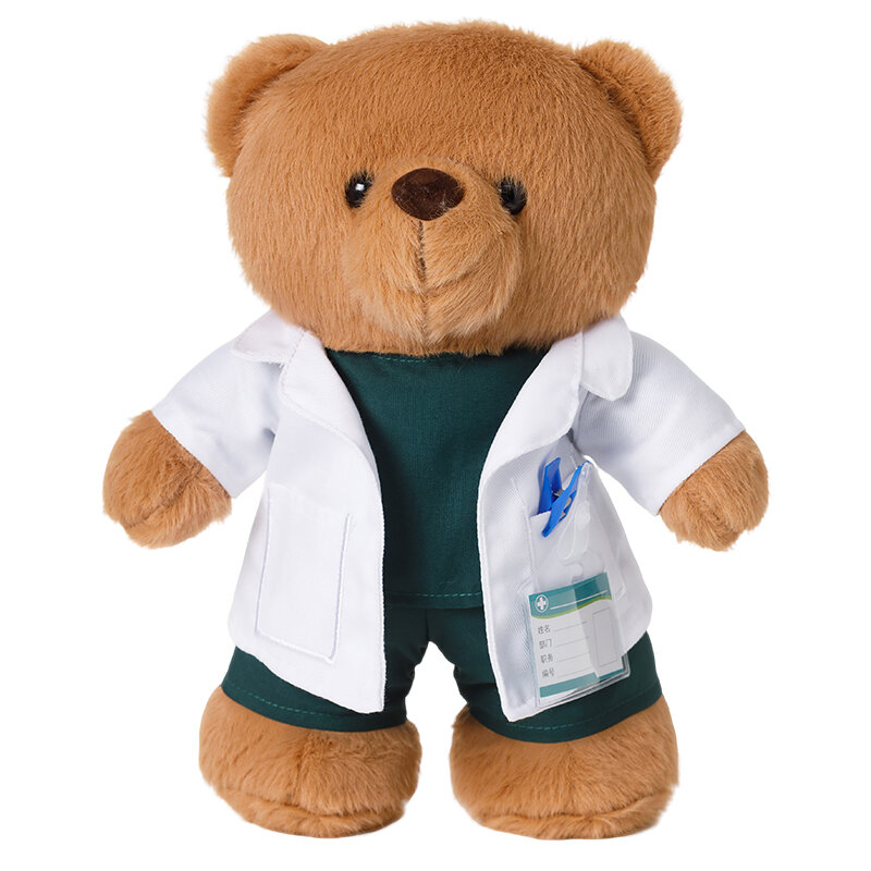 Плюшевая игрушка унисекс SHUSHUJIA Медведь Доктор и Медсестра, 30 см, Brown Doctor Bear (Inner Green Version)