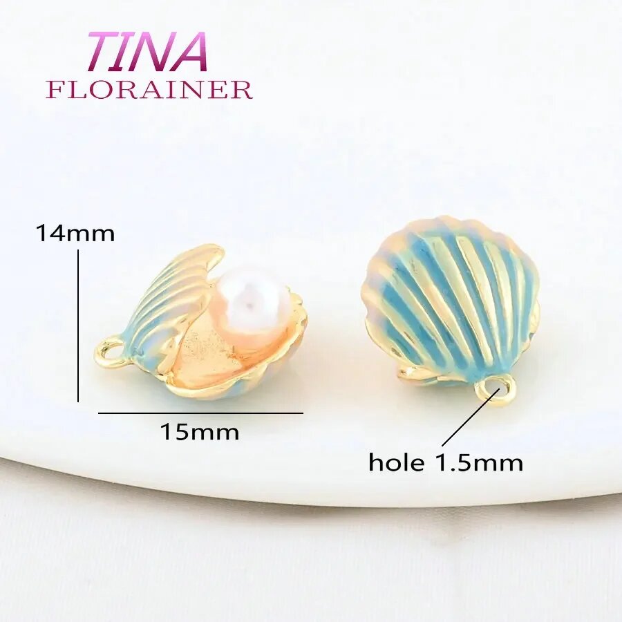 Подвески ракушки Florainer Tina, 14x15 мм, отверстие 1.5 мм, Голубой, Style 5