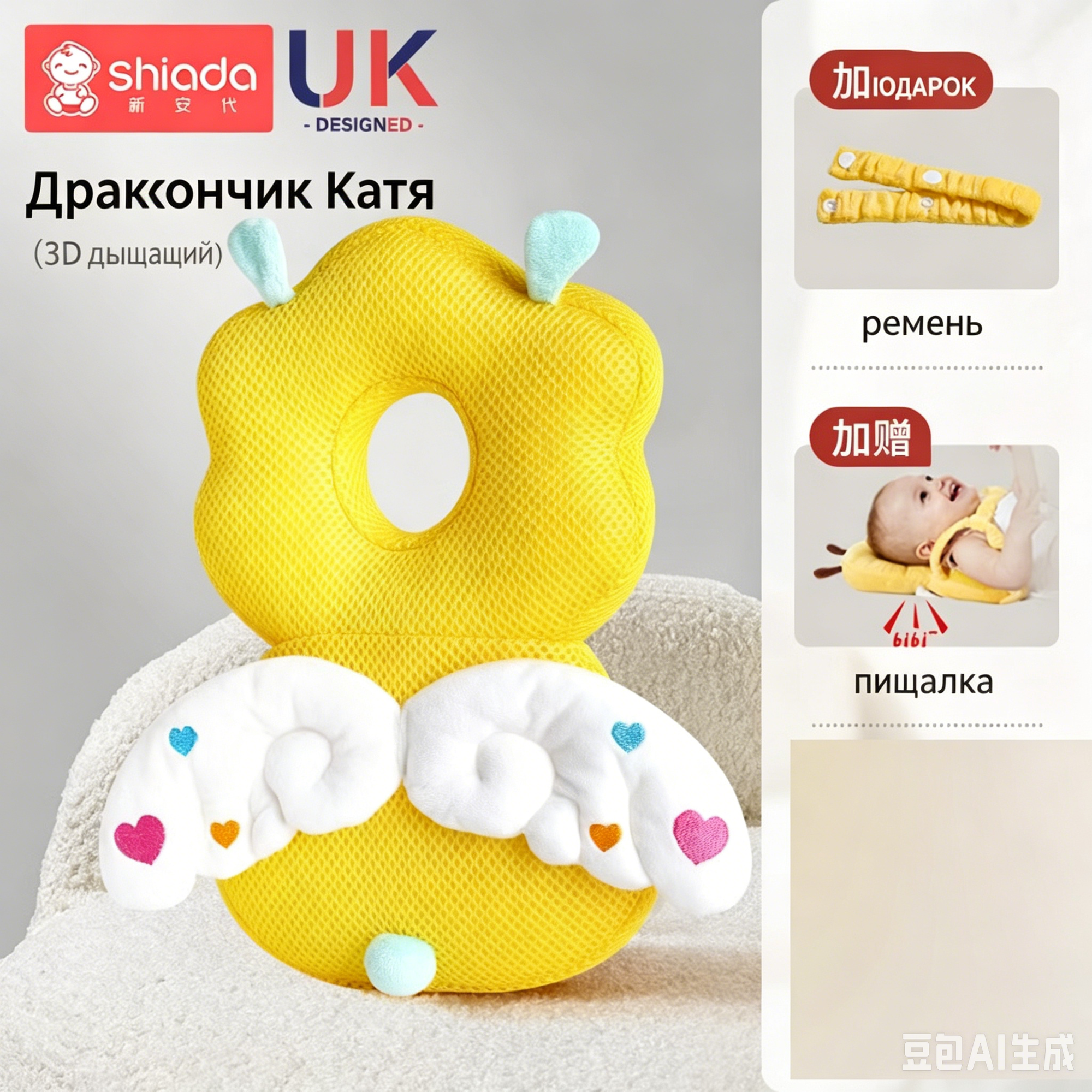 Детский Защитный рюкзачок для малыша /защиты головы и спины ребенка / Безопасность детей от падения желтый рюкзачок
